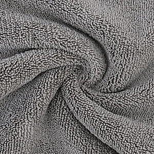 POLYTE Microfiber Hair Turban Wrap Drying Towel (12x28 Large, 2 Dark Gray)