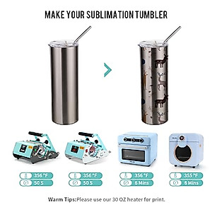 PYD Life Sublimation Blanks Skinny Tumbler Cups Silver 20 OZ Stainless Steel Straight Tumbler with Metal Straw for Tumbler Heat Press Sublimation Oven Printing 4 Pack