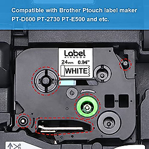 Label KINGDOM Compatible P-Touch TZe-FX251 1" Label Tape Replacement for Brother Flexible-ID Laminated Tape TZeFX251, 24mm 0.94 Inch Black on White for PT-D600 PTP710BT PT-2730, 3-Pack