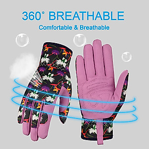 Bamllum Leather Gardening Gloves for Women - Working Gloves for Weeding, Digging, Planting, Raking and Pruning(Baiziteng)