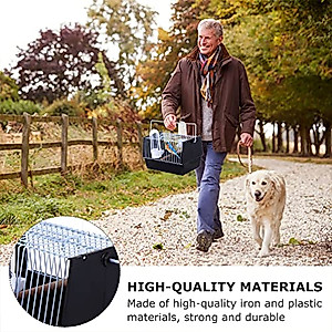 iplusmile Metal Bird Carrier Travel Cage Portable Bird Cage Travel Parrot Cage Parrot Cage Outing Bird Carrying Cage for Bird Cockatiel Conure Parakeet, Black 21x12x14cm