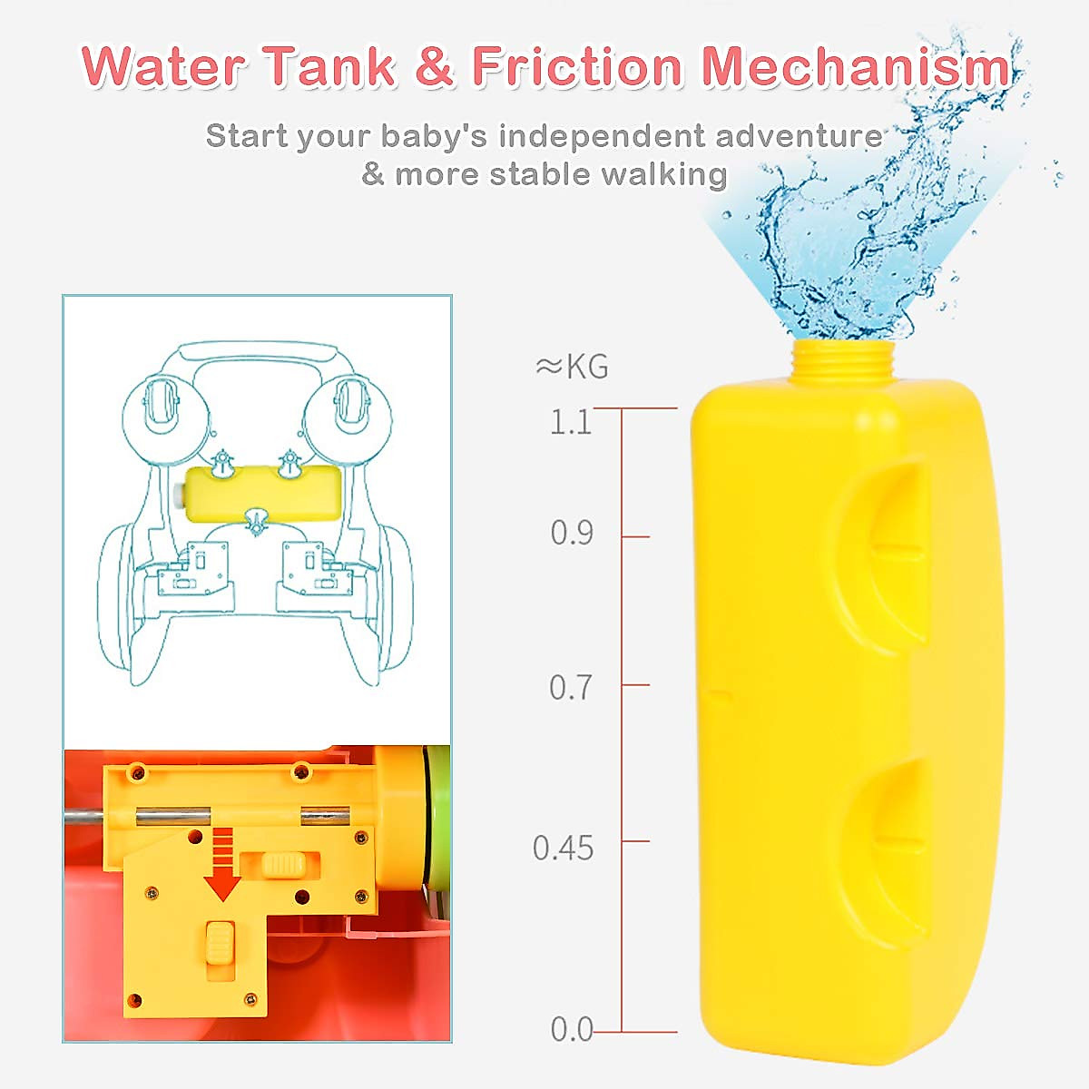 BABY JOY Sit-to-Stand Walker, 2 in 1 Pull and Push Baby Walker w/Detachable Learning Activity Panel, Adjustable Height, Music & Light, Early Development Toys for Toddlers (Pink)