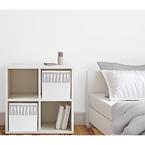 Sweet Jojo Designs Boho Bohemian Foldable Fabric Storage Cube Bins Boxes Organizer Toys Kids Baby Childrens - Set of 2 - Grey White Farmhouse Shabby Chic Designer Modern Minimalist Gray Tassel Neutral