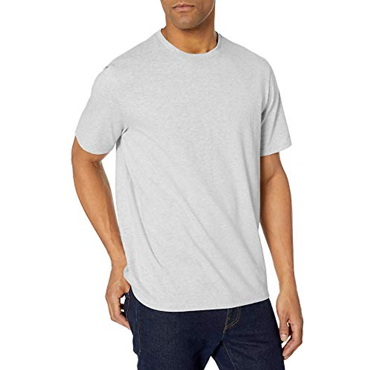 Amazon Essentials Men's Short-Sleeve Crewneck T-Shirt, Pack of 2, Bright Green/Light Grey Heather, Large