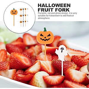 12PCS Halloween Cocktail Picks Fruit Fork Creative Fashion Cartoon Fruit Sign Childrens Holiday Fruit Fork Set