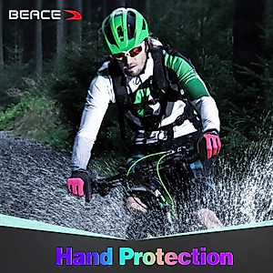 BEACE Cycling Gloves Bike Gloves Biking Gloves(Rose Red) with Touch Screen-Full Finger Road Gloves Mountain Bike Gloves Anti-Slip Silicone Palm for Men Women