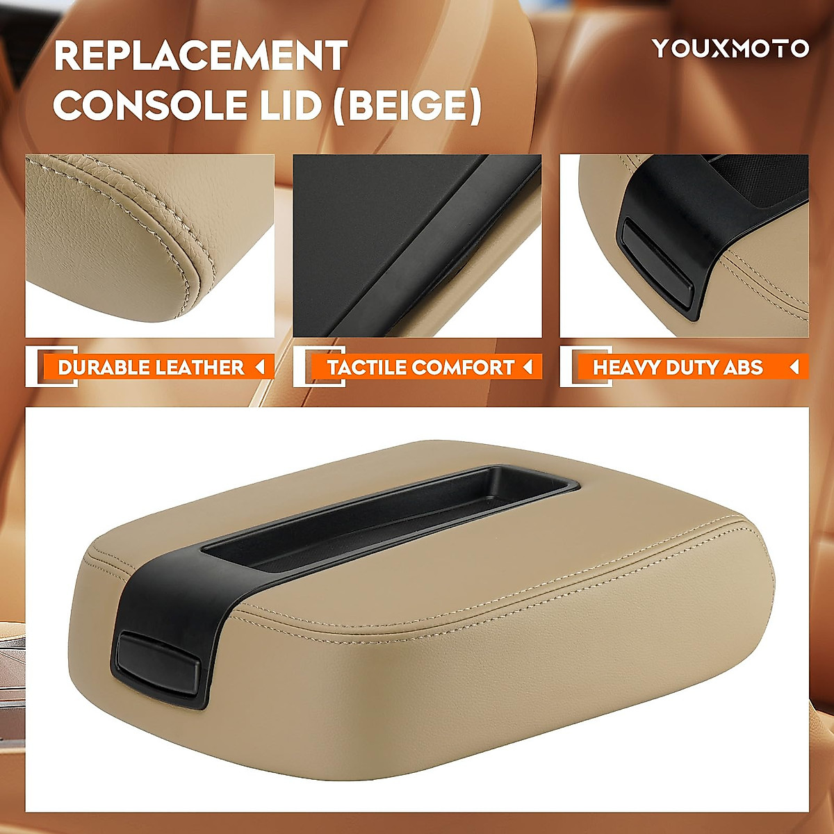 Youxmoto Center Console Lid 2007-2014 Fit for Chevy Silverado 1500 2500 3500/Suburban/Avalanche, Armrest Cover Fit for GMC Sierra 2008 2009 2010 2011 2012 2013, Only fits Full Central Floor Consoles