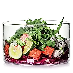 LUXU Glass Salad Bowl 46 oz,Fruit Bowl 29 oz Milk Bowl 15 oz,Set of 3 Glass Mixing Bowl All Purpose Round Serving Bowl Great for Serving Salad,Fruit,Popcorn, Dips,Condiments,Snack,Oatmeal and More