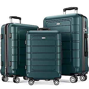 SHOWKOO Luggage Sets Expandable Suitcase Double Wheels TSA Lock (ArmyGreen)