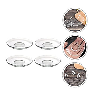 Yardwe 4Pcs Glass Saucer Plate Clear Glass Round Saucer Fruit Glass Plate Dish Coffee Tea Saucer for Home Kitchen