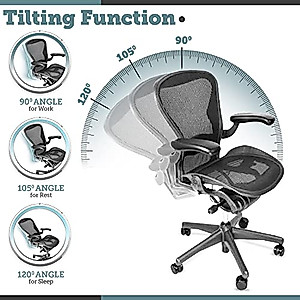 Herman Miller Aeron Size B Office Chair | Adjustable Arms | Rear Tilt Limiter | Lumbar Support Pad ( Renewed)
