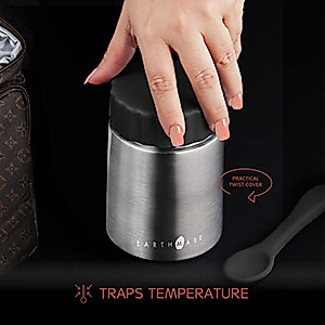 Earthmade Stainless Steel Insulated Food Jar,13 oz Food Thermos for Hot Soup & Cold Fruit, Ceramic Interior Food Container, Silicone spoon Eco-Friendly