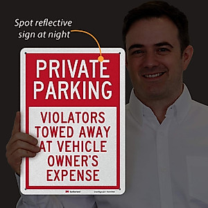 SmartSign Private Parking Sign, Violators Towed Away at Vehicle Owner's Expense Sign | 10" x 14" Engineer Grade Reflective Aluminum