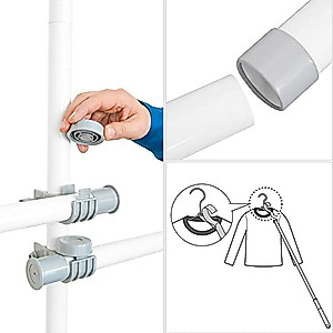 Adjustable Clothing Rack, Double Rod Clothing Rack, 2 Tier Clothes Rack, Adjustable Hanger for Hanging Clothes, White Clothing Rack, Heavy Duty Garment Rack, Closet Rack, Freestanding, 220Lbs