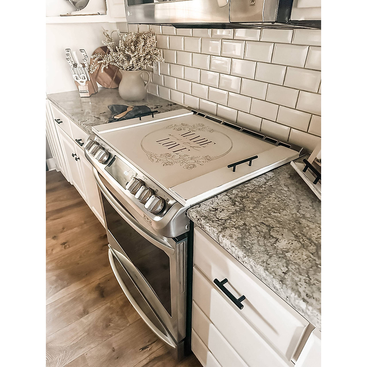 Josephine Thomas Home Noodle Board Made With Love Flat Style - Stove Cover - Cooktop Cover