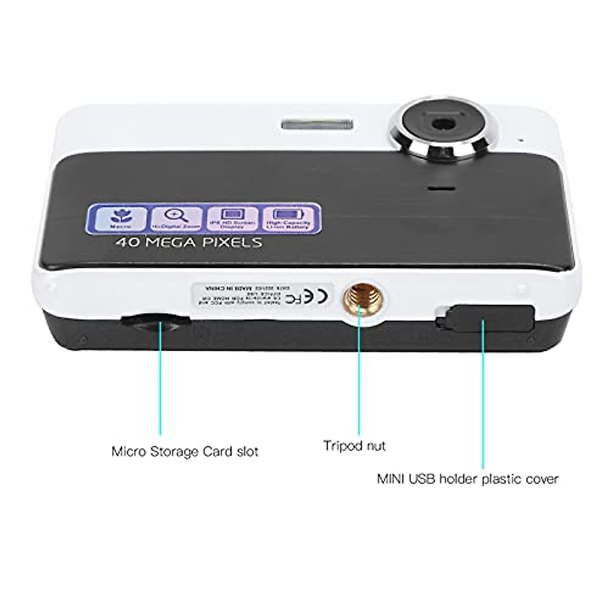 PUSOKEI Digital Camera for Kids, Small Digital Camera with 16x HD Digital Zoom 32GB, 2.4 Inch IPS Screen Mini Video USB Rechargeable Camera(Black)