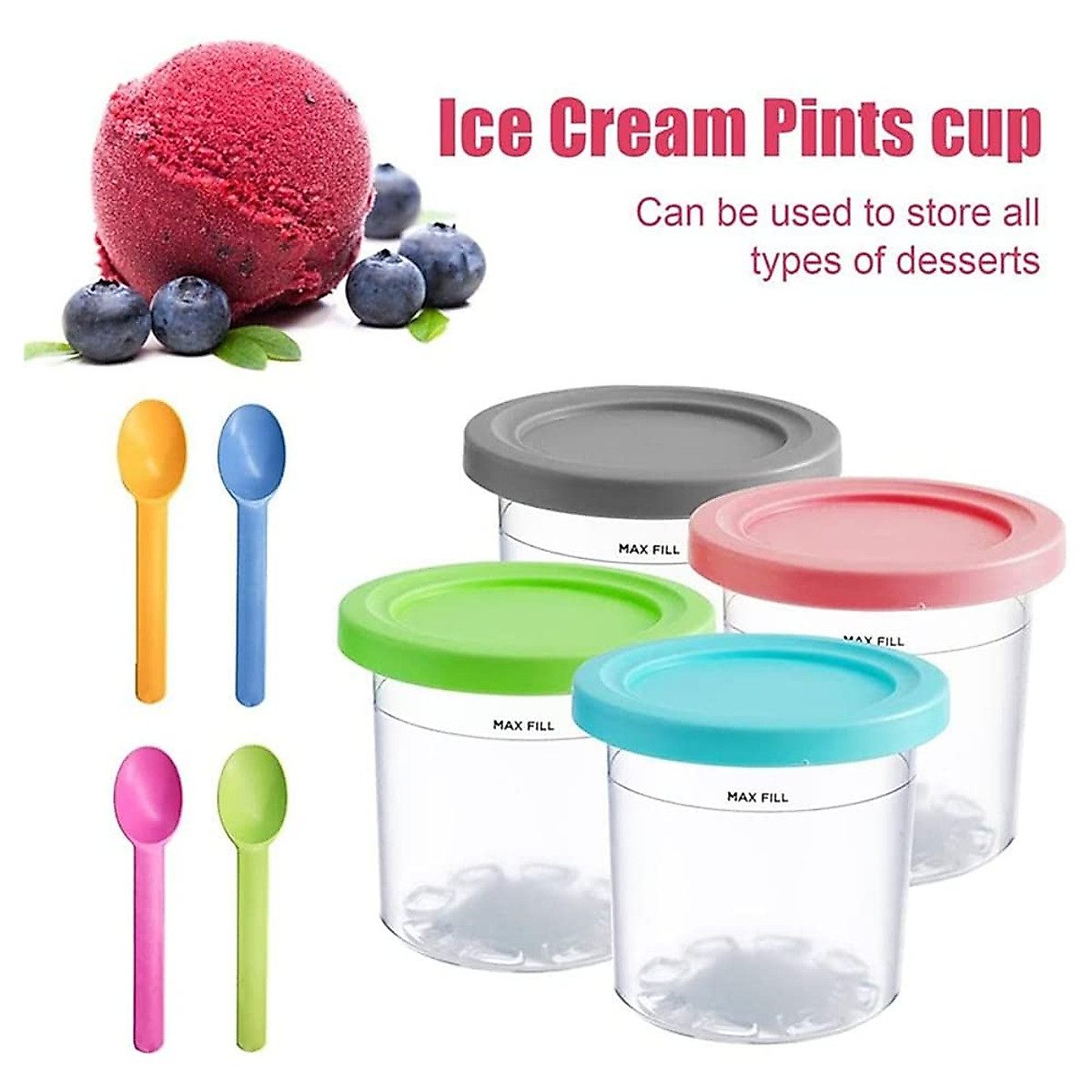 Seife 4Pcs Ice Cream Pints Cup for Ninja for NC299AM C300S Series Reusable Can Store Ice Cream Gelato