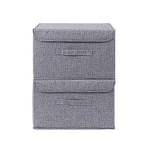 BAYUTE foldable storage box 2 storage boxes with lids, linen storage box, used to store toys, clothes, paper and books in the closet and bedroom.