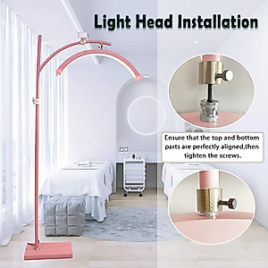 Loepxsd Lash Light Lash Lamp for Eyelash Extensions LED Floor Half Moon Ring Lash Light Lamp for Lash Extension Esthetician Light Adjustable Brightness Height Lamp Tattoo, Nail Tech R Pink