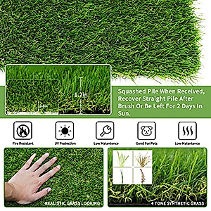 TONAHUTU Artificial Grass, Professional Dog Pee Grass 1.2in Thick Synthetic Fake Grass Artificial Grass Mat Rug Carpet for Garden Backyard Balcony Fake Grass Party Wedding Christmas Rug (3FT*5FT)