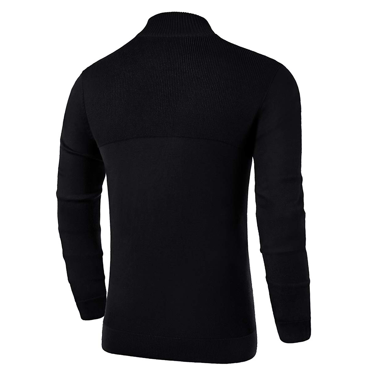 NITAGUT Mens Slim Fit Zip Up Mock Neck Polo Sweater Casual Long Sleeve Sweater and Pullover Sweaters with Ribbing Edge(Black-S)