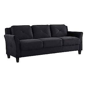 BOWERY HILL Microfiber Upholstery Living Room Sofa in Black