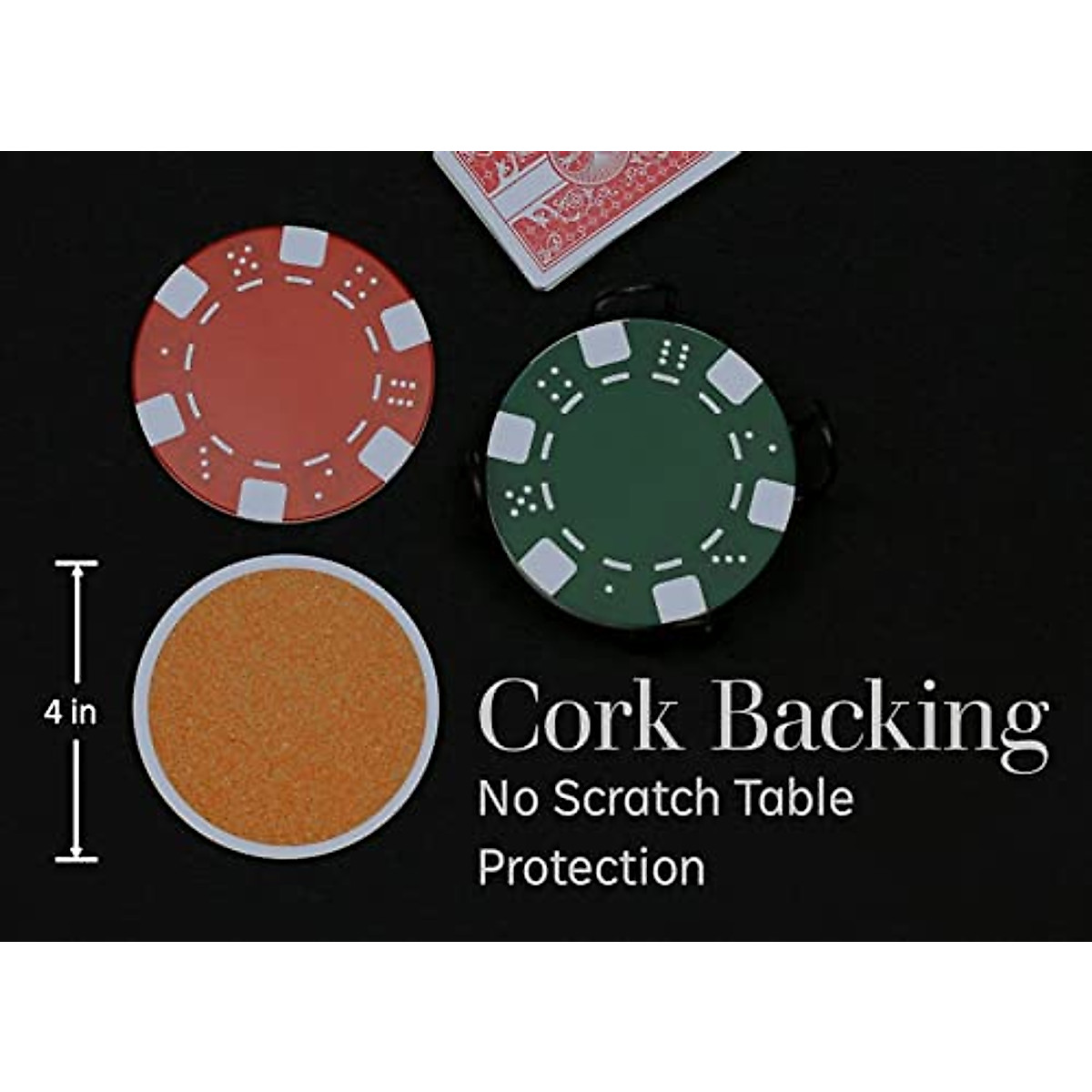 PANCHH Man Cave Coasters with Holder for Drinks & Manly Decor - Cool Kitchen Stuff, Best Housewarming & Birthday Gifts for Men, Guys, Male Best Friend – Casino Theme, Fun Poker Coasters- Home Bar