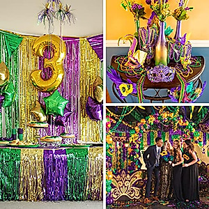 PartyWoo Mardi Gras Decorations set and Crepe Paper Streamers Gold 4 Rolls