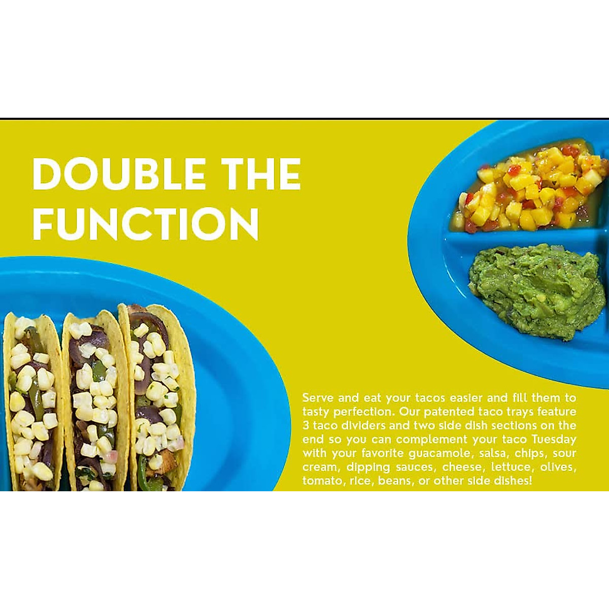 Jarratt Industries Fiesta Taco Serving Plates, Serving Trays with Stand Up Taco Holder, Plastic Plate Set for Soft and Hard Shell Tacos, Use for Taco Nights and Taco Bar, Microwave Safe, Set of 6