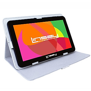 LINSAY 10.1" High End Octa Core 4GB RAM 128GB Storage Android 13 Google Certified Tablet with White Case