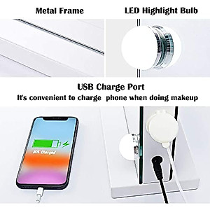 Filytop 22.8"x 18.1" Makeup Mirror with Lights,10X Large Hollywood Lighted Vanity Mirror with 15 Dimmable LED Bulbs,3 Color Modes,Touch Control,Tabletop or Wall-Mounted, White