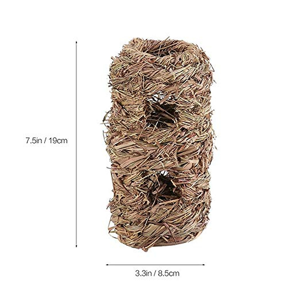 Small Animals Hideout House Grass Hideaway Tunnel Chew Toys Activity Center Nest Hut for Hamsters Guinea-Pig Gerbils Chinchillas (2 Pack Hideout Tunnel 7.5"×3.7")