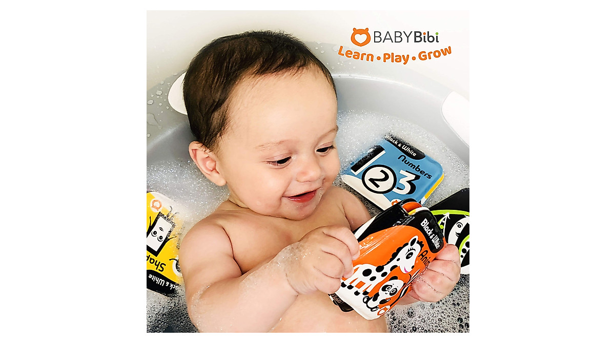 Floating Baby Bath Books - Waterproof Black & White Bath Books for Toddlers