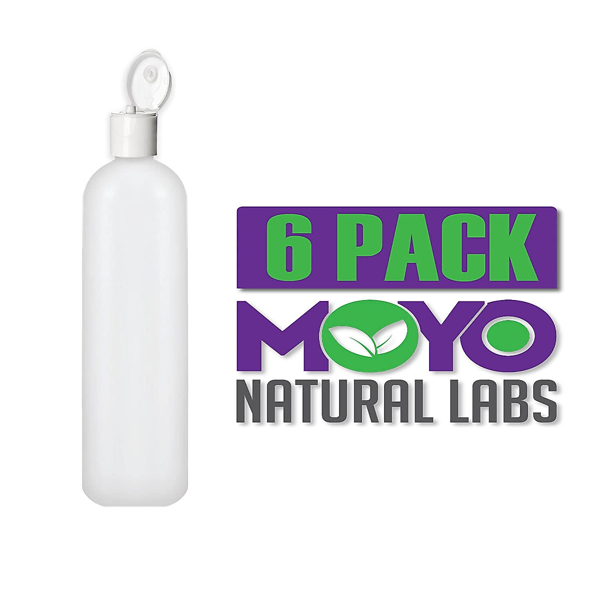 MoYo Natural Labs 4 oz Travel Bottles, Empty Travel Containers with Flip Caps, BPA Free HDPE Plastic Squeezable Toiletry/Cosmetic Bottles (Neck 20-410) (Pack of 6, HDPE Translucent White)