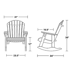 Wildridge Heritage Adirondack Rocking Chair, Aruba Blue - Outdoor Weather Resistant HDPE Rocking Chair for Patio, Deck, Fire Pit