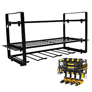 Hohopeti Drill Holder Storage Shelves Screwdriver Multifunctional Storage Rack Tool Room Supplies Garage Shelving Tools Shelves Tool Organizer and Storage Garage Tool Organizer Carbon Steel