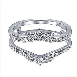 1.00 Ct Round Cubic Zirconia Enhancer Wrap Guard Ring 14K White Gold Plated 925 Sterling Silver