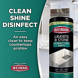 Weiman Granite Cleaner and Polish - 30 Wipes - For Granite Marble Soapstone Quartz Quartzite Slate Limestone Corian Laminate Tile Countertop and More (Pack of 1)