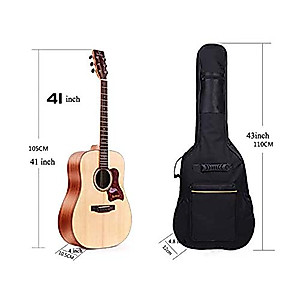 Faswin 41 Inches Guitar Bag Dual Adjustable Shoulder Strap Acoustic Guitar Gig Bag, Guitar Case Waterproof Oxford Cloth 0.3 Inch Thicken Sponge Pad, Black