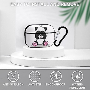 Lovely Cute Panda Print Airpods Pro Case with Key Chain Full Protective Durable Shockproof Wireless Headphone Case PC Hard Case Cover for Apple AirPods Pro Case 2nd/1st Generation