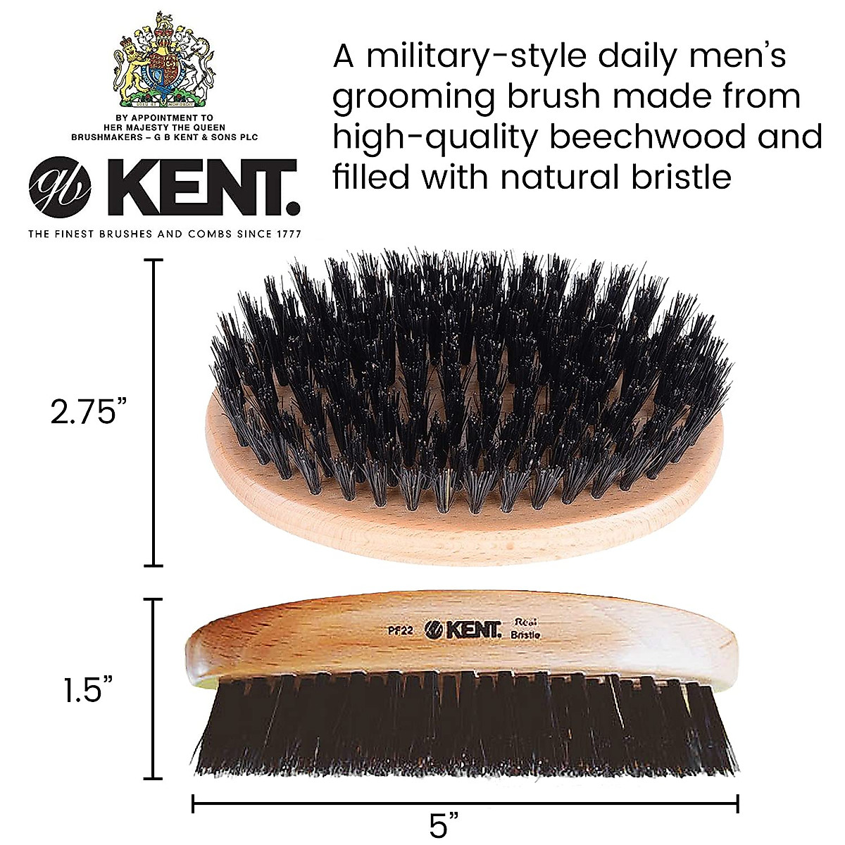 Kent Mens Beard Kit, 81T Extra Small Beard Mustache Comb, 14T All Coarse Tooth Pocket Comb and PF22 Oval Palm Hair Brush. Beard Mustache Grooming Kit for Travel and Home Beard Care. Made in England