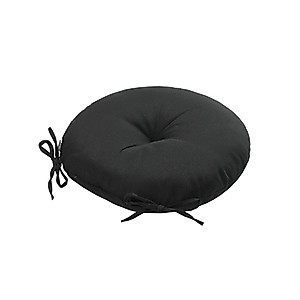 FUNHOME Bistro Chair Cushions with Ties,Tufted Patio Round Outdoor Seat Cushions 15"x15"x4"inch,Set of 2,Waterproof Patio Cushion 15 inch for Barstool Garden Kitchen Furniture(Black)