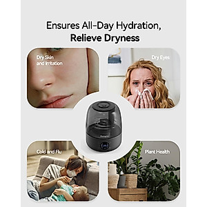 RoneAir Humidifiers for Bedroom Large Room Home, 3L Cool Mist Humidifiers for Baby Nursery & Plants, Ultrasonic, Smart Auto Humidification, Oil Diffuser, Timer, Auto Shut-Off, 360° Nozzle, 26dB Quiet