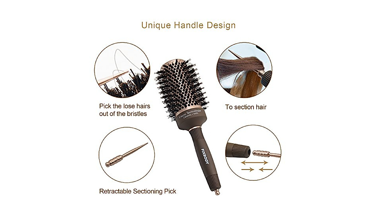 FIXBODY Boar Bristle Round Hair Brush for Healthy Styling