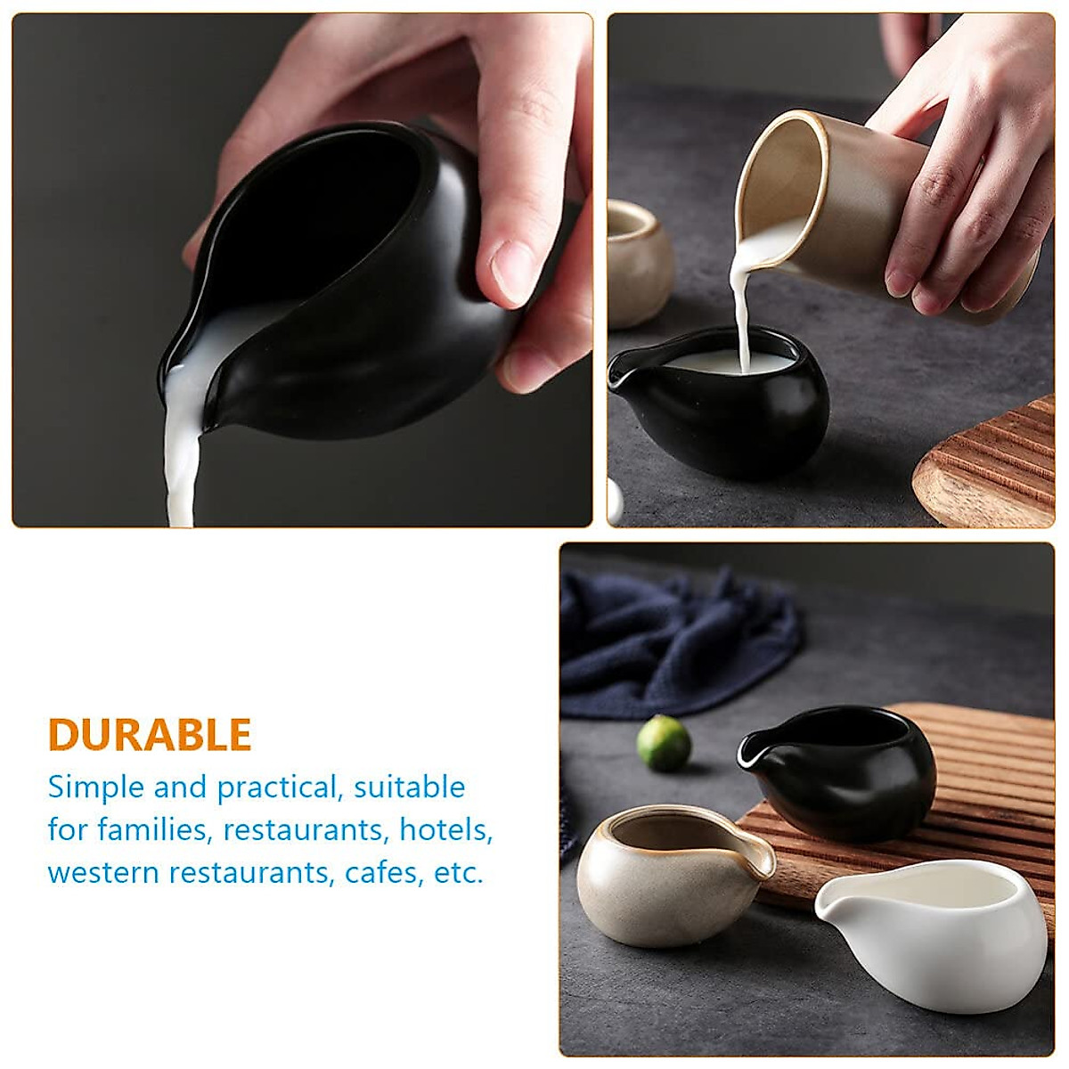 Angoily Mini Creamer Pitcher Mini Creamer Pitcher Sauce Pitcher Gravy Boat Small Milk Kettle With Dripless Lip Spout For Gravy, Warming Sauces, Salad Dressings, Milk