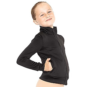 STRETCH IS COMFORT Girl's Gymnastics Black Jacket Pink Star Mint Letters Medium