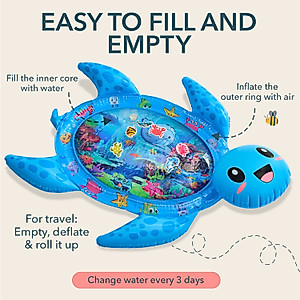 MAGIFIRE Tummy Time Water Mat for Infants 3-12 Months Old, Sea Turtle Measures 36 Inches x 46 Inches, Water Mat for Babies, BPA-Free, Tummy Time Toys