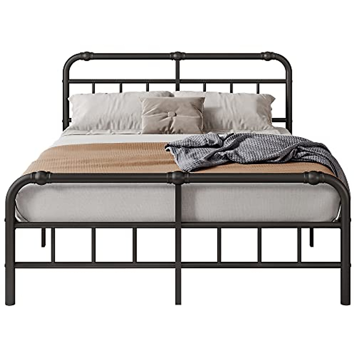 FSCHOS King-Bed-Frame-and-Headboard & Footboard, 14 Inch High, Metal Platform King-Size-Bed-Frame, Premium Steel Heavy Duty Bed Frame No Box Spring Needed, Easy Assembly, Black