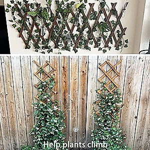 Avalution Extensible Natural Garden Wooden Fence Lattice Frame Plant Support Frame Natural Wooden Lattice Frame for Cucumber Climbing Plant Vines Ivy Rose 75"x11.8" Lattice Fence Panel(2Pack)