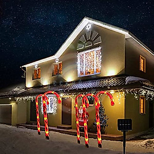 Yckeogln 5PCS Solar Crutch Outdoor LED Floor Lights, Waterproof Warm Christmas Decorative Street Lights, Ground Lawn Night Lights, Path Garden Lights Indoor and Outdoor Holiday Decorations (Crutch)